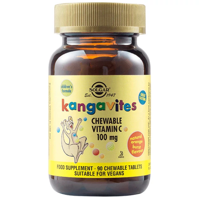 Solgar Kangavites Vitamin C 100mg 90 Μασώμενες Ταμπλέτες ...