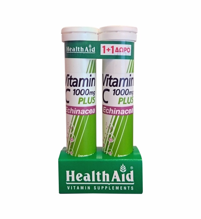Health Aid Promo Vitamin C 1000mg Plus Echinacea 20 Vegan Ταμπλέτες 1+1 ...